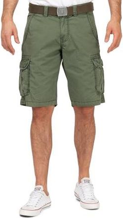 Timezone MaguireTZ 24-10054 Short cargo pour homme avec ceinture et poches lat&eacute;rales, Vert minimal, 32W