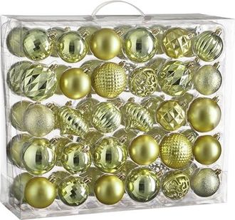 house of seasons House of Seasons Weihnachtsbaumkugeln-Set - 60 Stück - Ø7 cm - Bruchfest - Hellgrün