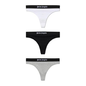 Palm Angels Femme, Sous-v&ecirc;tements, Noir, Taille: 42 FR Lot de trois tangas en coton
