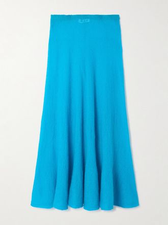 Alaia Jupe Midi En Mohair Mélangé À Godets - Bleu
