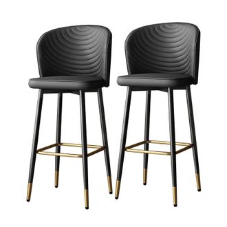 Generic Barhocker-Set, 2er-Set, aus PU-Leder, mit R&uuml;ckenlehne, drehbare Barhocker, hohe Hocker f&uuml;r K&uuml;che und Hausbar/Schwarz