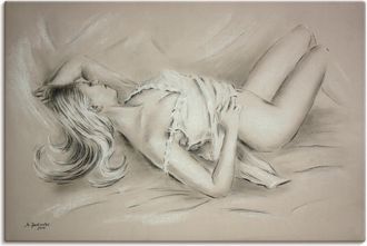 Artland Wanddeko Leinwand Bilder Wandbild 60x40 cm Romantik Erotik Dessouse Sexy Figur Frau Venus U4VJ