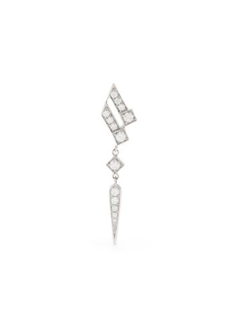 Statement boucle doreille pendante Stairway pav&eacute;e de diamants - Argent