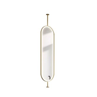 Generic Ovaler Deckenspiegel, drehbarer dekorativer Spiegel, dreifarbige LED-Temperatur, geeignet for Ankleidezimmer und Badezimmerwaschtische(Gold,40x100cm)