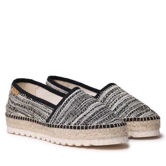 Toni Pons Alma-CL Flache Espadrilles für Damen aus Stoff mit Glitzer, Schwarz, 38 EU