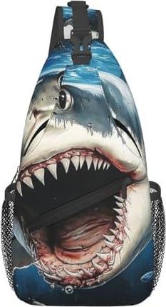 Generic Sac &agrave; bandouli&egrave;re Wave Great White Shark Out Of The Sea - Sac &agrave; bandouli&egrave;re de voyage pour homme - Sac &agrave; dos de randonn&eacute;e
