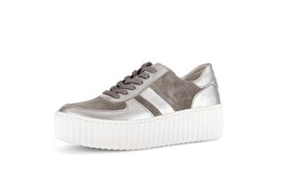 Gabor Damen Low-Top Sneaker, Frauen Halbschuhe,Best Fitting,Laufschuhe,schnürschuhe,schnürer,Plateausohle,Turnschuhe,Iron/Mohair,41 EU / 7.5 UK