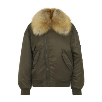 Saint Laurent Shearling Bomber - - Jackets - Damen - Gr&uuml;n - S