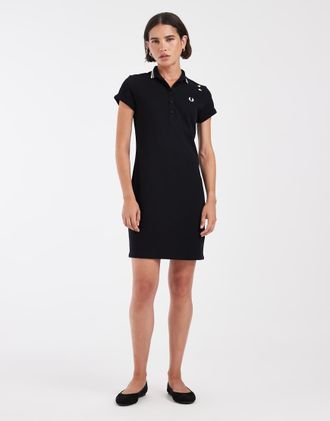 Fred Perry x Amy Winehouse - Robe polo &agrave; liser&eacute;s - Noir