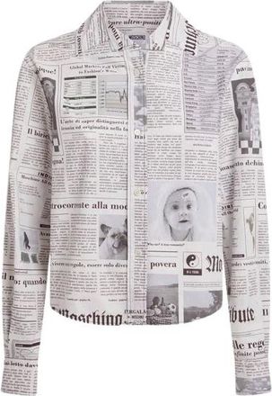 Moschino Femme, Blouses et Chemises, Blanc, Taille: 36 FR Chemise en popeline de coton imprim&eacute;e