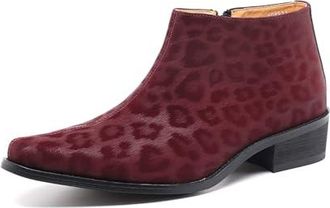 Generic Bottines Chelsea Homme en Imitation Daim avec Fermeture Zipp&eacute;e, Tige en Faux Suede PU, Doublure en Microfibre, Semelle en Caoutchouc,Burgundy,42.5 EU