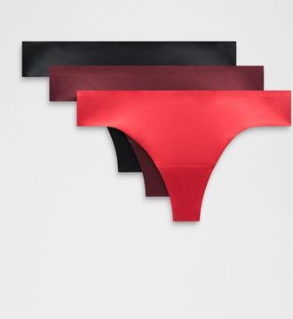 lululemon String taille mi-haute InvisiWear Trio pour Femmes - Noir/Rouge/Burgundy - Taille XL