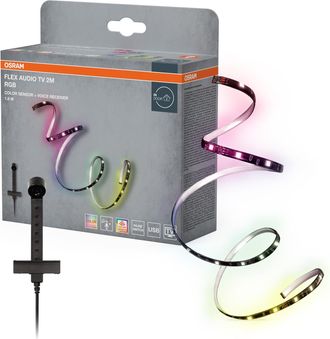 Osram FLEX AUDIOTV 2M RGB LED-Streifen, wei&szlig;, 3,7W, 50lm, integrierter Sound-Receiver, Farbsensor, lange Lebensdauer, einfache Montage, mit USB-Anschluss, s