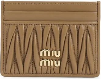 Miu Miu Portemonnaie - Matelass&eacute; Textured Lamb Leather Cardholder With Go - Gr. unisize - in Braun - f&uuml;r Damen