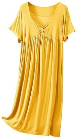 Generic Débardeur surdimensionné sans manches pour femme Printemps et été 2026 Robe mi-longue dété de couleur unie avec noeud et col en V Grande taille Robe à