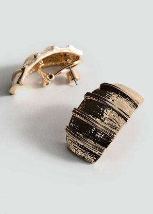 Mango Boucles doreilles textur&eacute;es relief or - Femme - Taille unique - MANGO