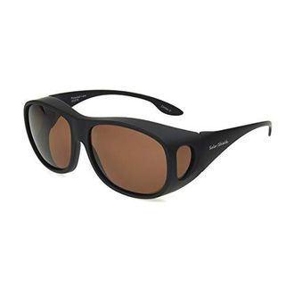 Dioptics Lunettes de soleil Solarshield enveloppantes Fits-Over ou porter seules avec monture noire et lentille en cuivre (meilleure pour la conduite) avec &eacute;tu