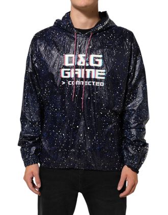 Dolce & Gabbana Blue D&g Game Hooded Men Sweatshirt Sweater Clothing