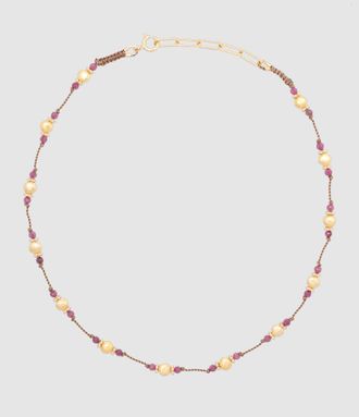 Tityaravy Collier Samba Rubis Rose Argent Doré