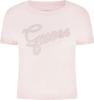 Guess Femme, Tops, Rose, Taille: 38 FR Studs Script Tee