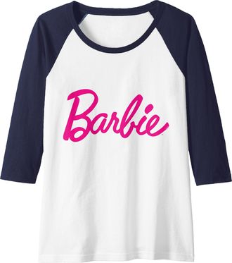 BARBIE T-Shirt f&uuml;r Damen, offizielles Barbie-Logo, mehrfarbig Raglan