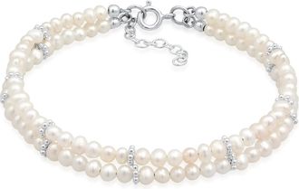 Elli Armbänder - Armband Süßwasserzuchtperle 925 Sterling Silber - Gr. 16 CM - in Weiß - für Damen