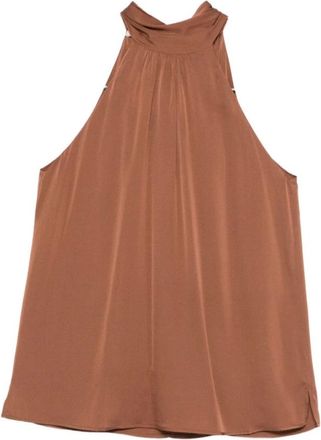 Nouvelle/Silk95Five Femme, Tops, Brun, Taille: 38 FR D&eacute;bardeur dos nu avec fentes lat&eacute;rales et d&eacute;tails fronc&eacute;s