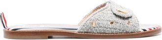 Thom Browne Femme, Chaussures, Multicolore, Taille: 36 EU Sandales Plates en Tweed avec Boutons en Relief