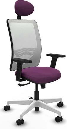 Piqueras y Crespo Verwaltungsstuhl Zulema mit 2D-Armen, h&ouml;henverstellbarer Lendenwirbelst&uuml;tze und festem Kopfteil, ausgestattet mit 3 Positionen und Schneideschaum, Wei