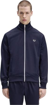 Fred Perry Homme, Sweatshirts et sweats &agrave; capuche, Bleu, Taille: XL Veste de surv&ecirc;tement &agrave; bandes