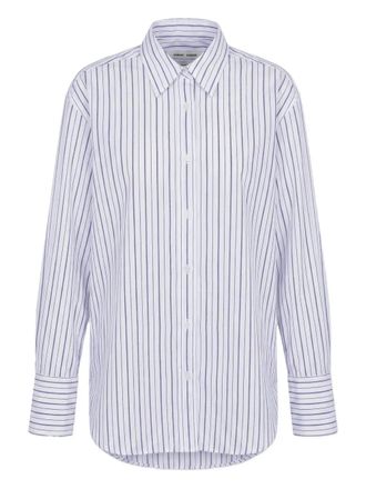 Sams&oslash;e & Sams&oslash;e Gestreiftes Button-down-Hemd - Wei&szlig;