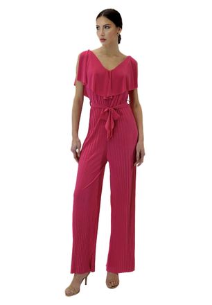 Elara Damen Jumpsuit V-Schnitt 1205 Fuchsia