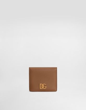 Dolce & Gabbana Calfskin Wallet With Dg Logo - Frau Geldb&ouml;rsen Und Kleinlederwaren Braun Leder Onesize