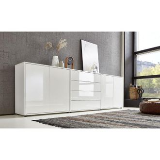 BMG M&ouml;bel BMG M&ouml;bel Sideboard &raquo;Mailand Set 5&laquo; (Kommode Anrichte Aktenschrank), mit wei&szlig; lackierten Hochglanzfronten und hochwertigen push-to-open Beschl&auml;gen