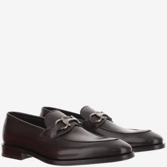 Ferragamo Mens Leather Loafers Dark Brown Calf