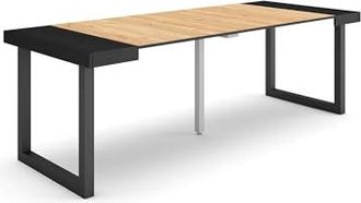 Skraut Home | Ausziehbarertisch | Multifunktionaler ausziehbarer | 220 | Für 10 Gäste | Massivholz Beine | Moderner Stil | Schwarz Eiche