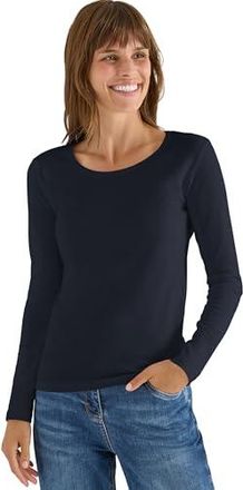 Cecil T-Shirt Basique &agrave; Manches Longues pour Femme, Bleu Universel, S