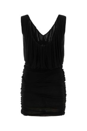 Saint Laurent Womens Mini Dress Black Cupro