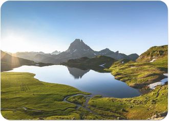 Fabulous Set mit 4 Tischsets aus Kork, Berge Pyrenees Frankreich, Natur, Landschaft, See, Dekoration, groß, 39,5 x 28,5 cm