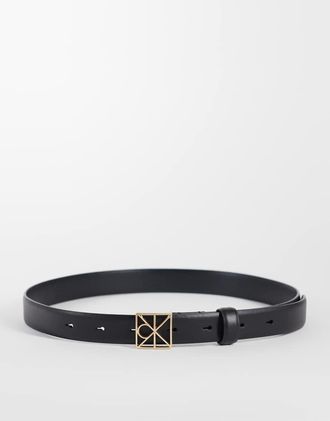 Calvin Klein Ceinture en cuir avec boucle 25 mm et embl&egrave;me m&eacute;tallique - Noir