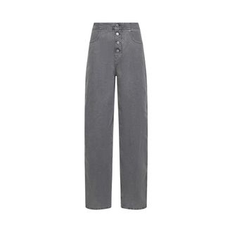 Maison Margiela Buttoned Leather-Patch Jeans - - Jeans - Damen - Grau - W27