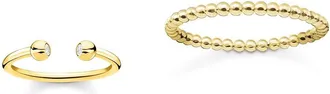 Thomas Sabo Damen Ring 925 Sterlingsilber, 750 Gelbgold Vergoldung TR2319-414-14 & Damen-Ring Glam & Soul 925 Silber Gr. 54 (17.2) - TR2122-413-12-54