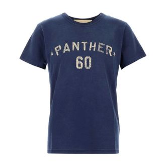 Valentino Garavani Homme, Tops, Bleu, Taille: M T-shirt en coton avec imprim&eacute; Chez et patch