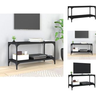 vidaXL Vidaxl - TV-Schrank Schwarz 80x33x41 cm Holzwerkstoff und Stahl - tv Schrank - Industrieller Stil - Holzkern - Metallgestell - Regal