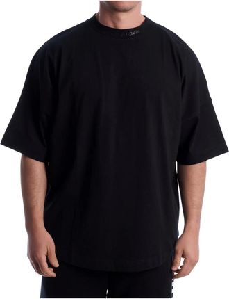 Palm Angels Homme, Tops, Noir, Taille: S T-Shirt Oversize &agrave; Col Montant et Logo Paillet&eacute;