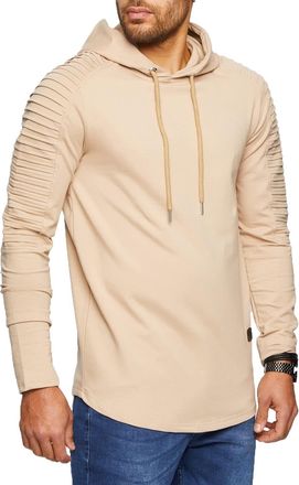 LEIF NELSON Herren Kapuzenpullover Slim Fit Baumwolle-Anteil Moderner weißer Herren Hoodie-Sweatshirt-Pulli Langarm Herren schwarzer Pullover-Shirt mit Kapuze LN6
