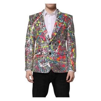 Dolce & Gabbana Multicolor Sequined Sicilia Mantel Blazer - - Jackets - Herren - Mehrfarbig - S