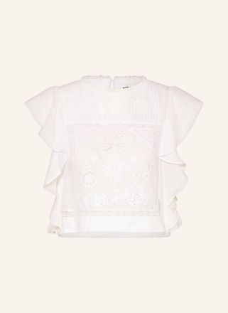 Self Portrait Self-Portrait Blusenshirt Mit Lochspitze Und Volants weiss