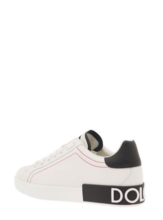 Dolce & Gabbana Mens Low Sneakers Portofino White Leather Polyester Trainers