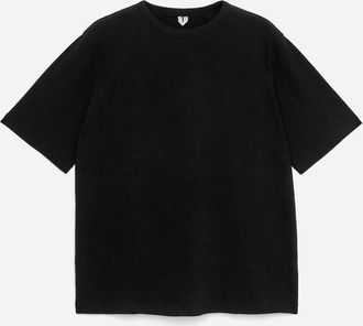 Arket Lockeres Boucl&eacute;-T-Shirt -Schwarz